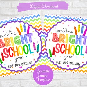 First Day of School Crayons Gift Tags Here's to a Bright - Etsy