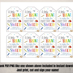 A Little Treat to Make the First Day Sweet, Editable Back to School ...