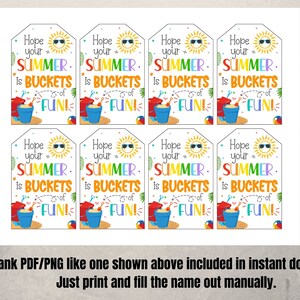 Summer Bucket Printable Gift Tags, End of Year Gift Tags for Class,hope ...