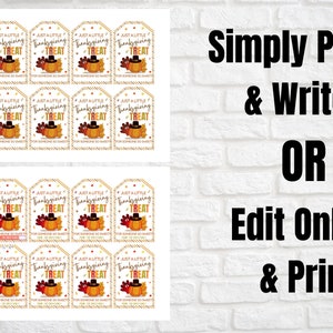 Thanksgiving Gift Treat Tags, Just a Little Thanksgving Treat Tags for ...