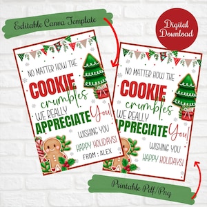 Cookie Christmas Gift Tags, No Matter How the Cookie Crumbles Tags We ...