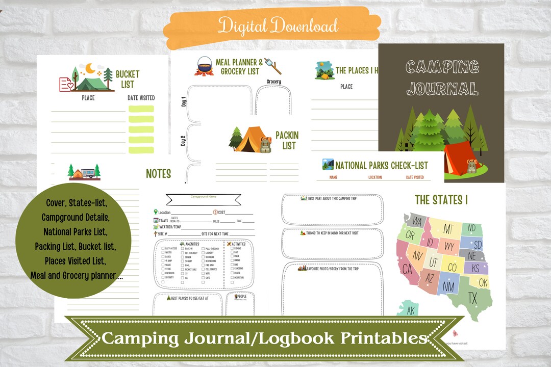 Camping Journal/rv Journal, Camping Log Book, Campground Details ...