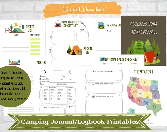 Camping Log Book Printable RV Log Book Camper Camping Journal Printable ...