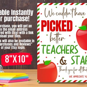 We Couldn't Have Picked Better Teachers and Staff, Fall Apple Bar Sign ...