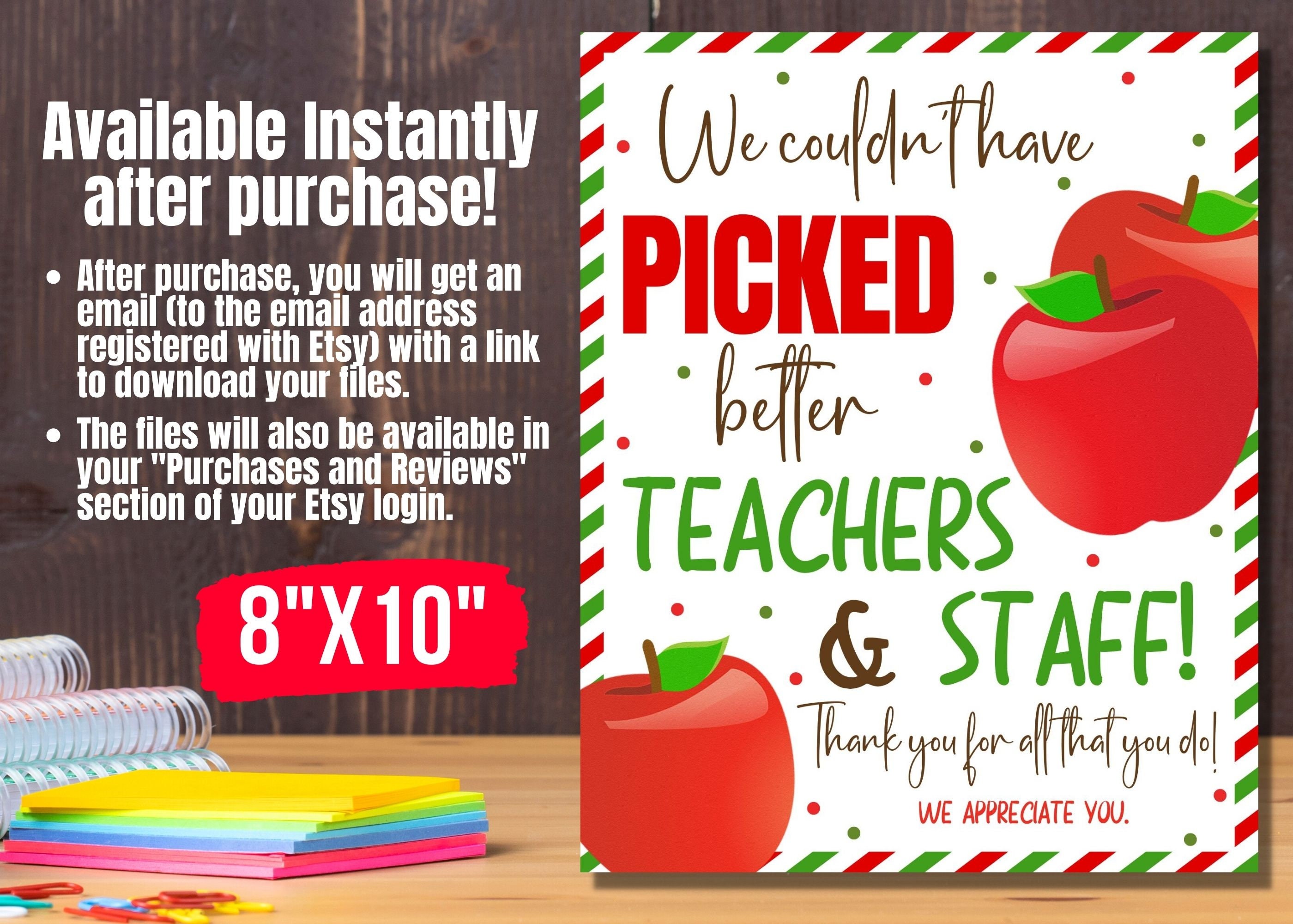 We Couldn't Have Picked Better Teachers and Staff, Fall Apple Bar Sign ...