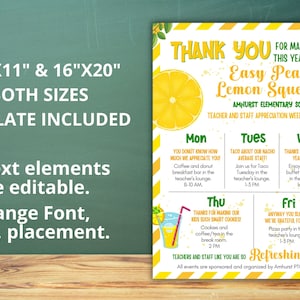 Easy Peasy Lemon Squeezy Themed Teacher Appreciation Week Itinerary ...