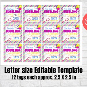 First Day of School Bubbles Gift Tags, I Am Bubbling With Excitement to ...