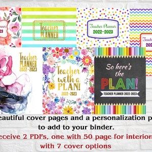 2022 2023 Teacher Planner Printable Binder Inserts - Digital Download ...
