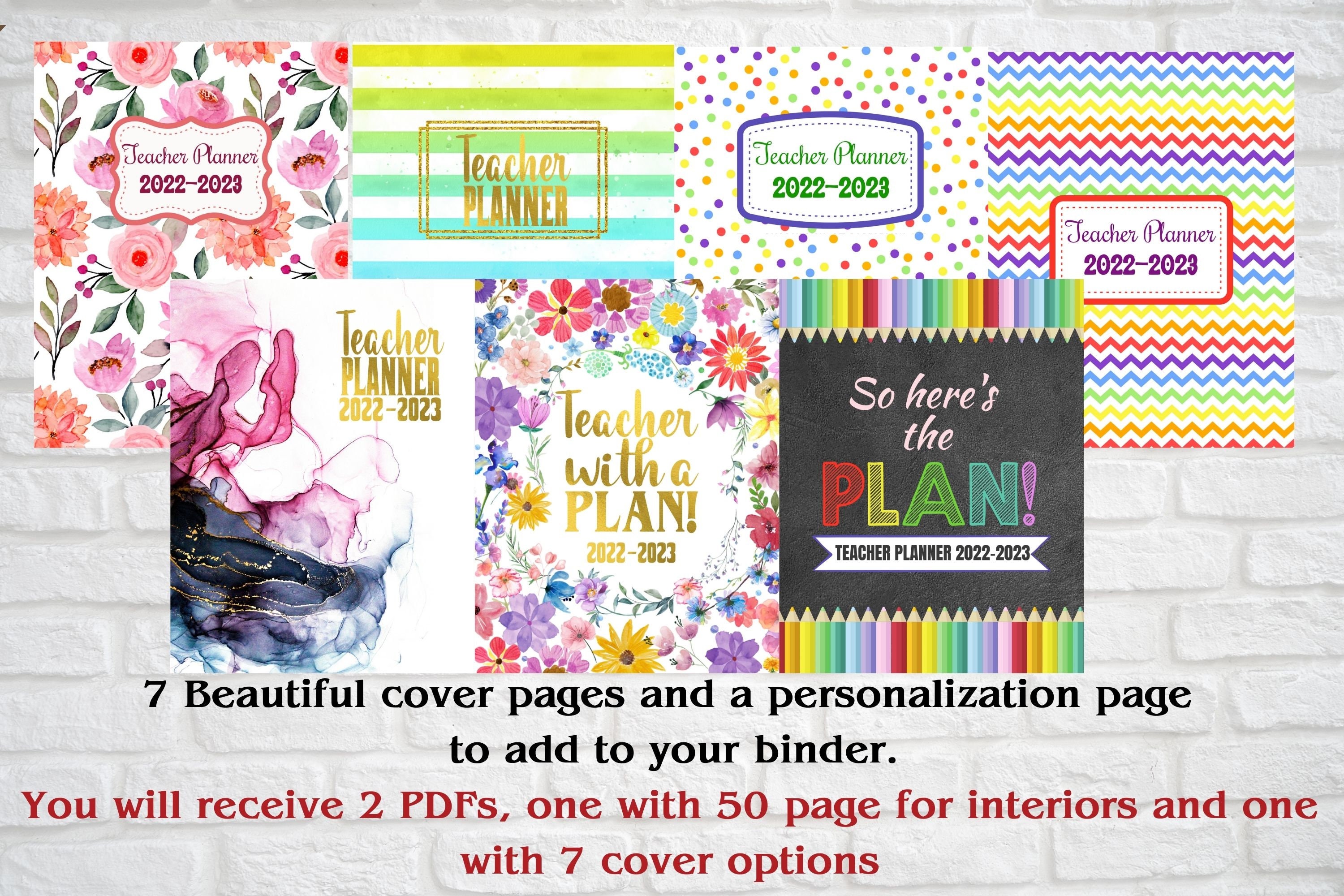 2022 2023 Teacher Planner Printable Binder Inserts - Digital Download ...