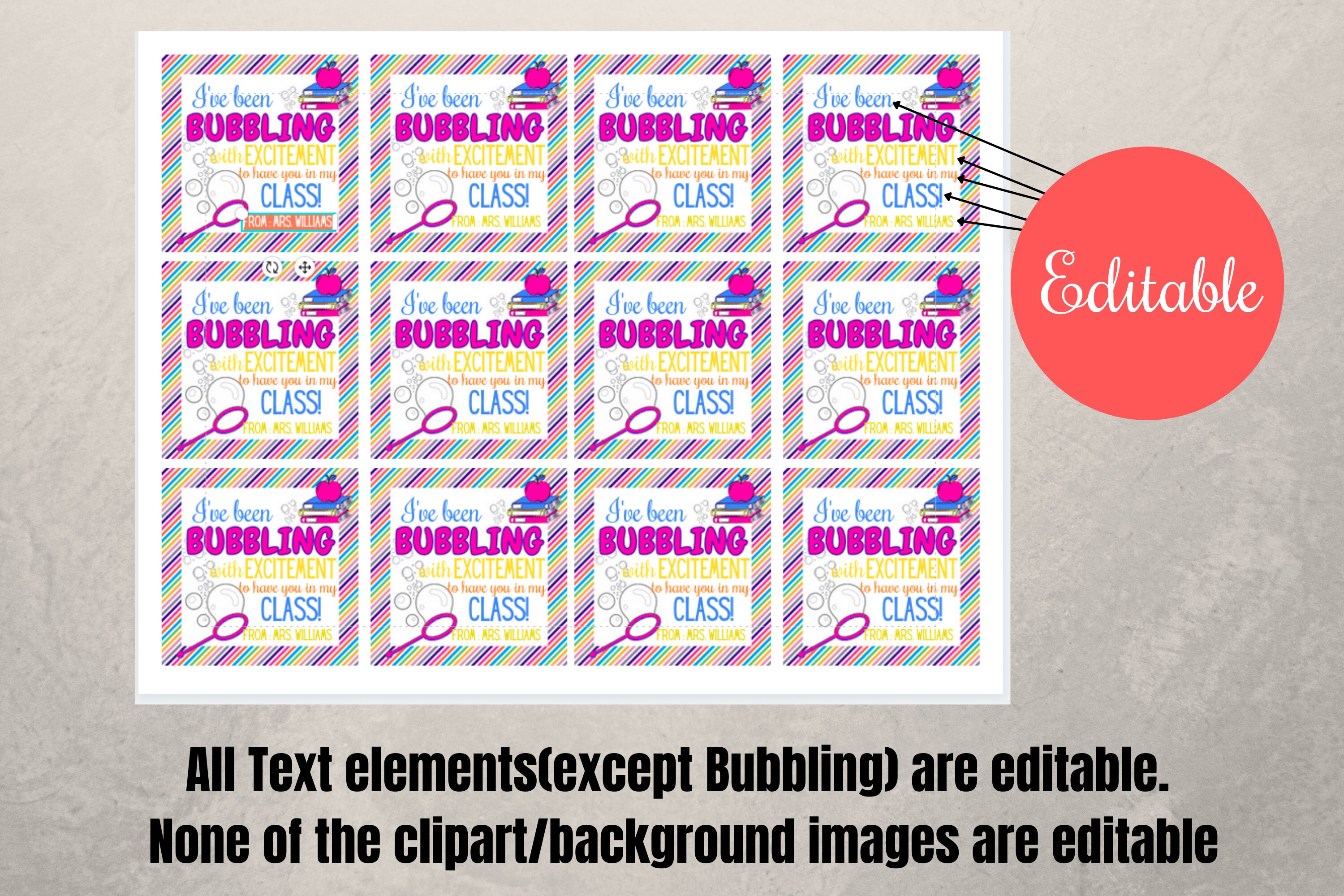 First Day of School Bubbles Gift tags I am bubbling with | Etsy