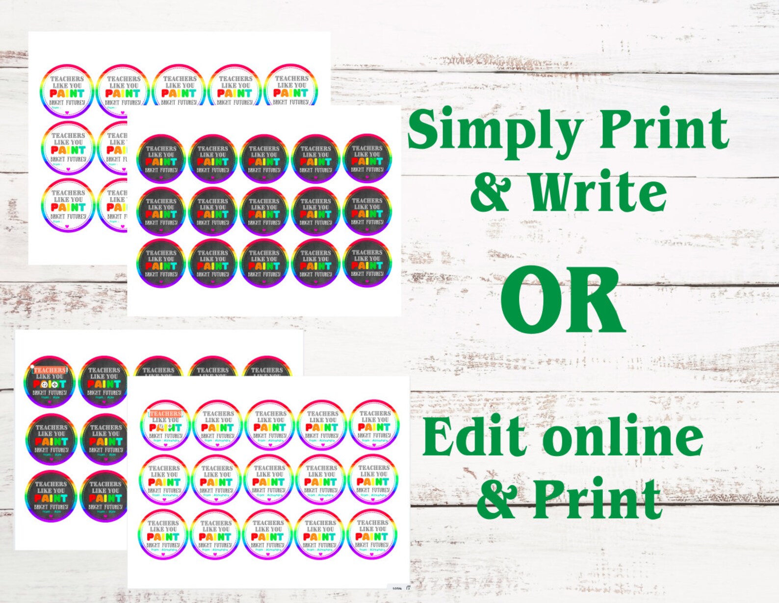 Teachers Like You Paint Bright Futures Teacher Editable Gift - Etsy UK