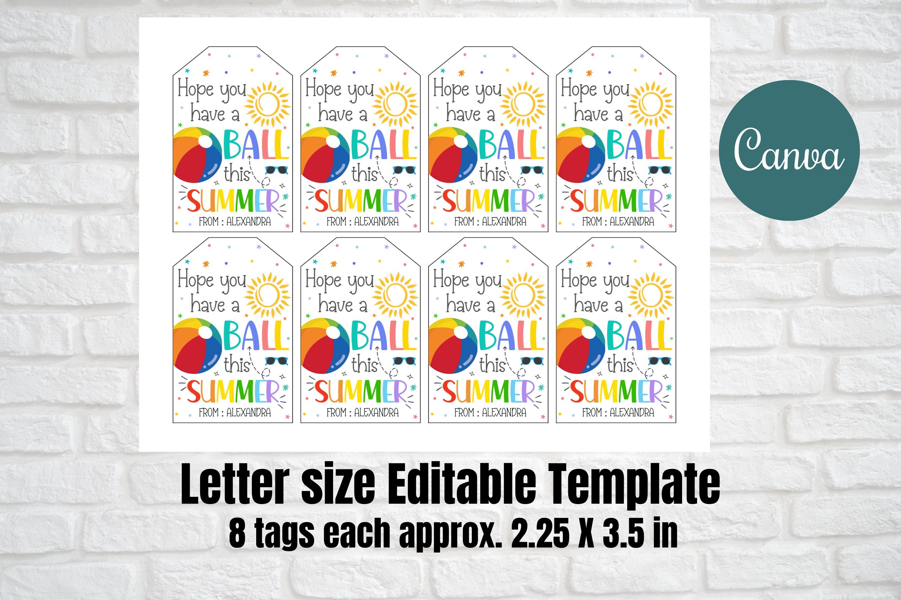 End of School Ball Gift Tag, Hope You Have a Ball This Summer Gift Tag ...