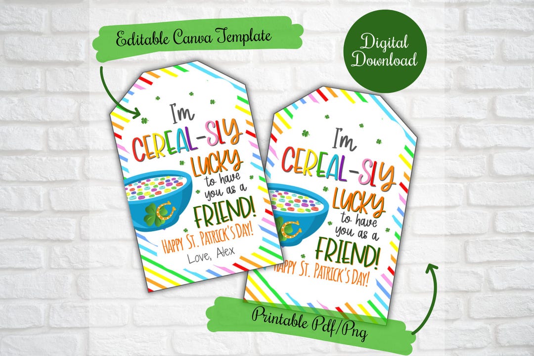 Cereal-sly Lucky to Have Friend Like You Printable Gift Tags,st ...