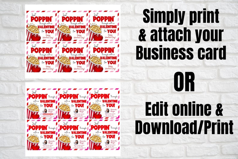 Realtor Valentine Popcorn Gift Tag for Clients,just Poppin by With ...