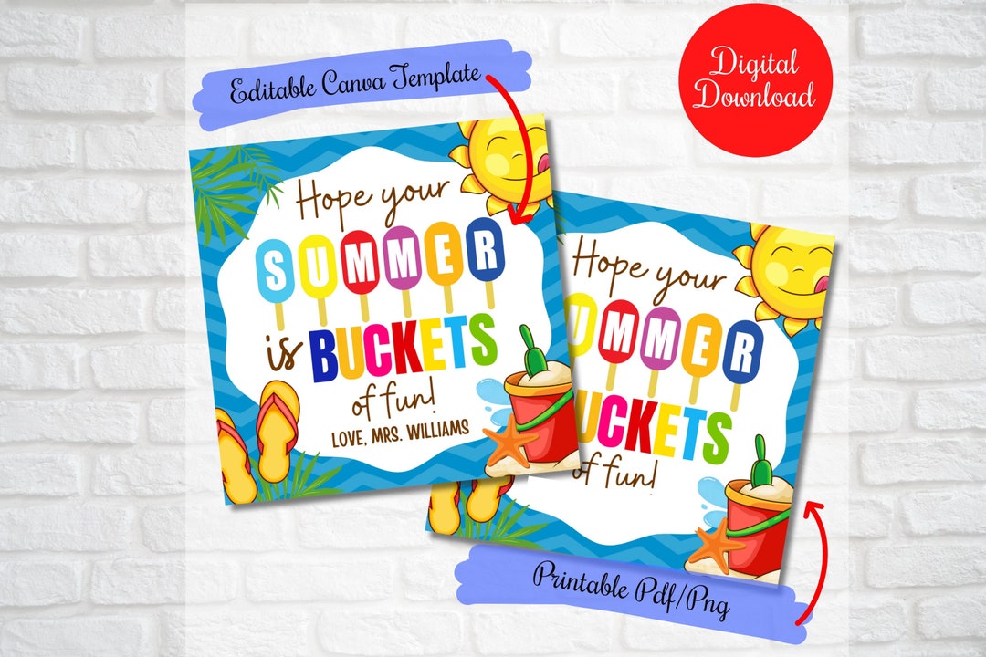 Buckets of Fun Gift Tags, End of Year Gift Tags for Students,hope Your ...