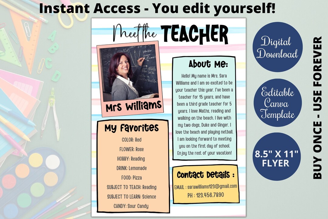 Editable Meet the Teacher Template, Printable Parent Communication ...