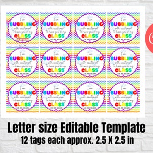 First Day of School Bubbles Gift Tags I Am Bubbling With - Etsy