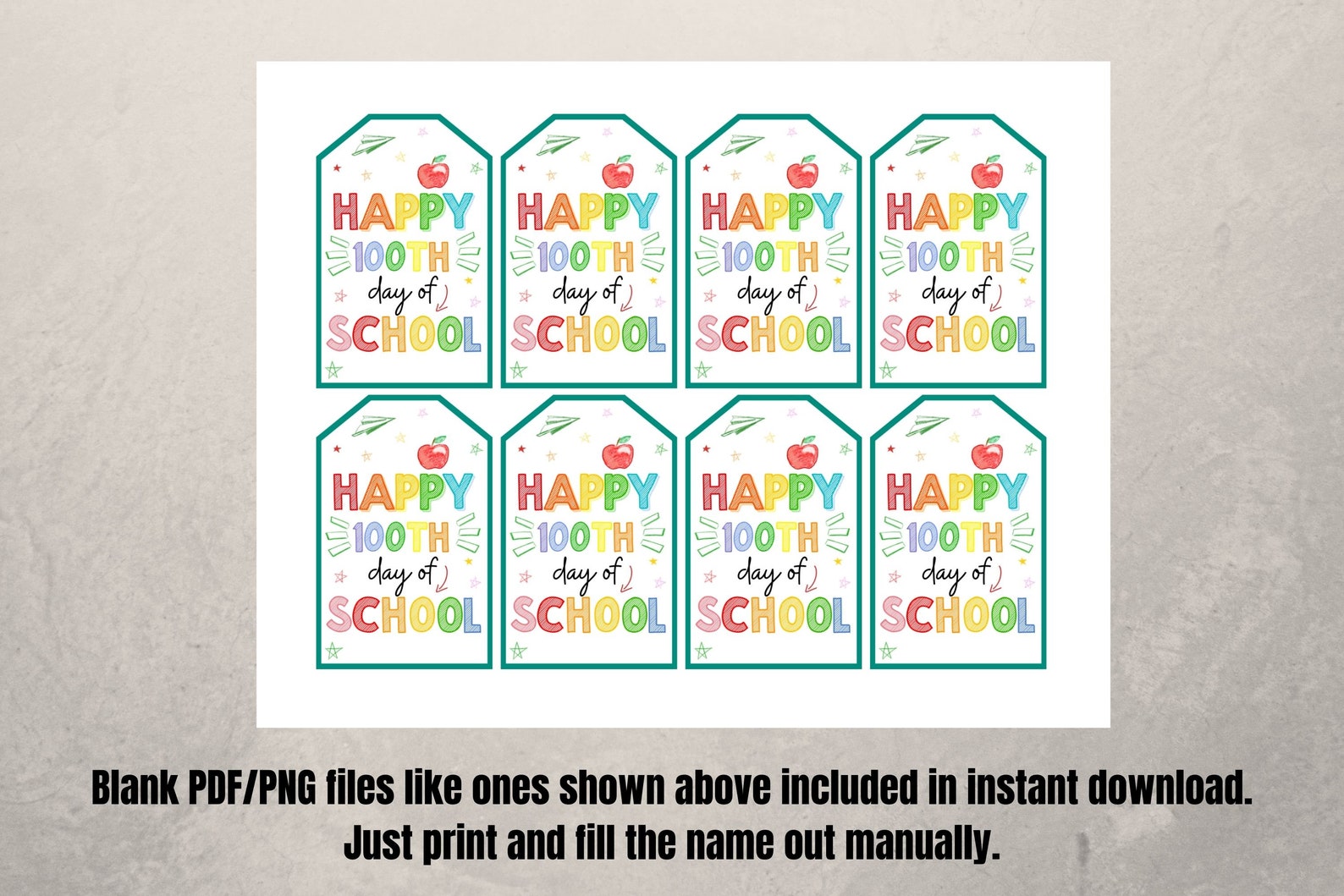 Happy 100th Day of School Gift Tags for Students Teachers - Etsy