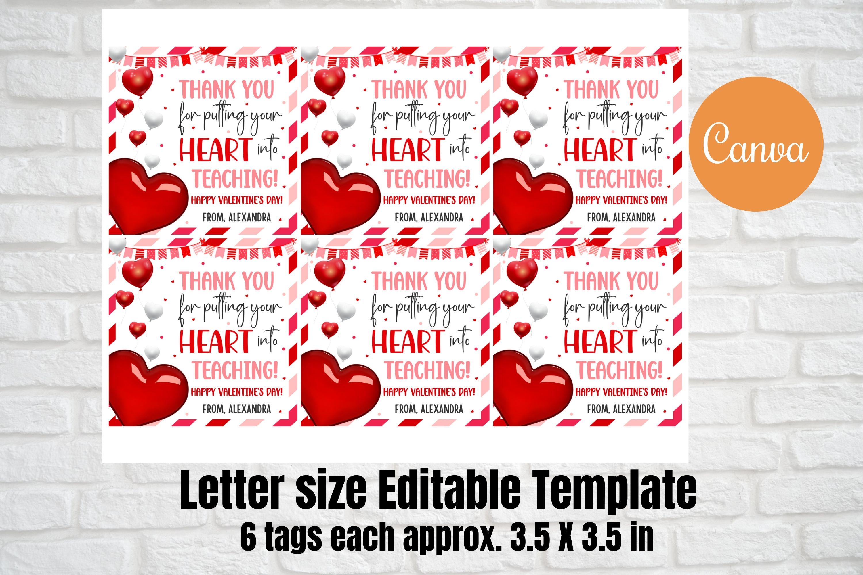 Thank You for Putting Your Heart Into Teaching, Valentine Gift Tags ...