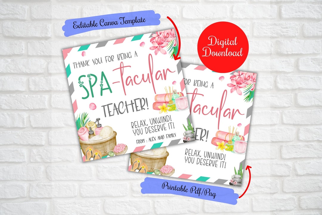 Thanks for Being Spa-tacular Teacher Gift Tags, Teacher Nurse ...