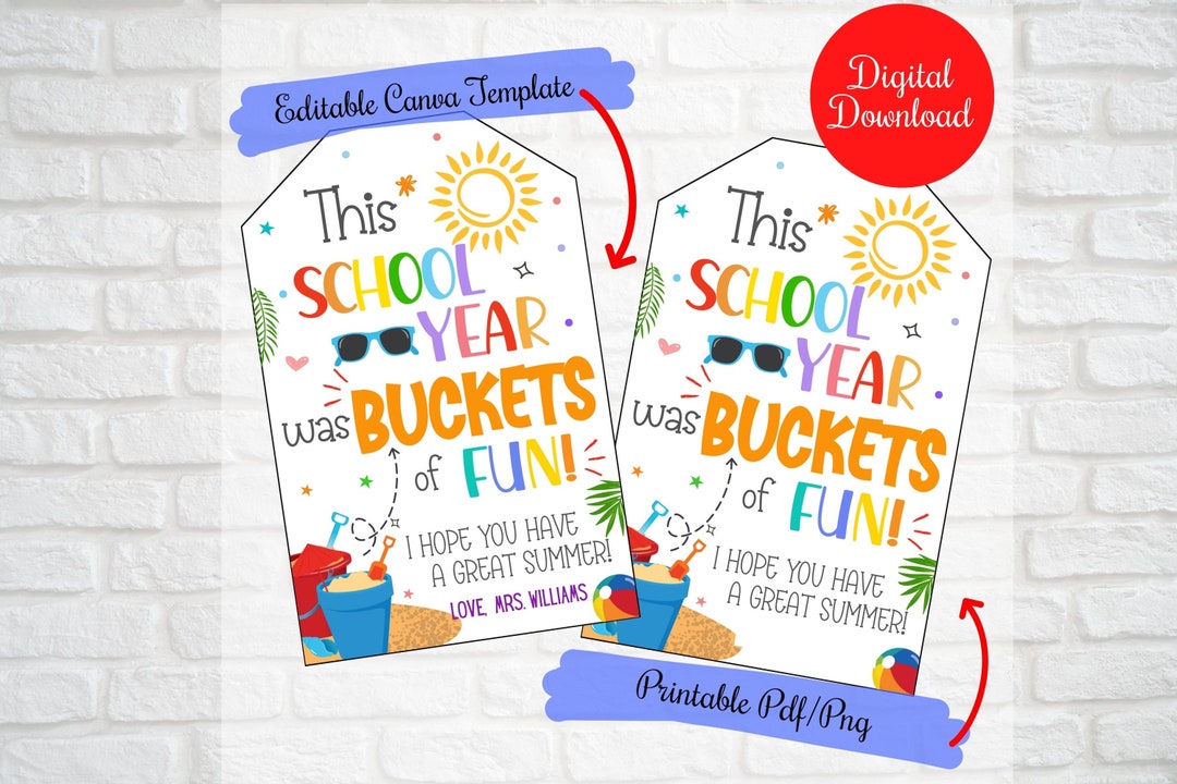 Buckets of Fun Gift Tags, End of Year Gift Tags for Class, School Year ...