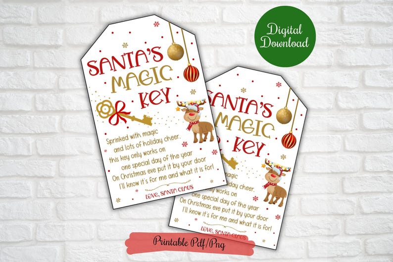 Santas Magic Key Tags, Santa Key Tags Printable, Christmas Eve Key for ...