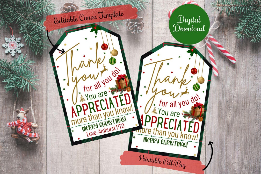 Editable Thank You for All You Do Treat Tags ,christmas Gift Tags ...