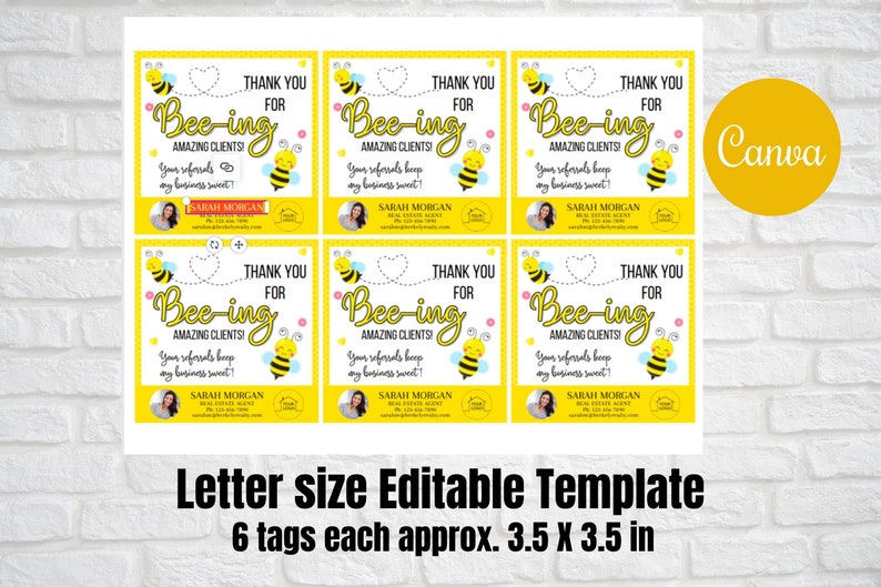 Thank You for Beeing Amazing Clients Realtor Tags, Realtor Honey Bee ...