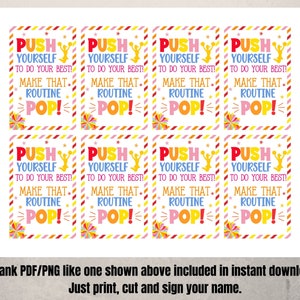 Push Pop Candy Cheer Tags, Push Yourself, Routine Pop, Cheer Team Gift ...