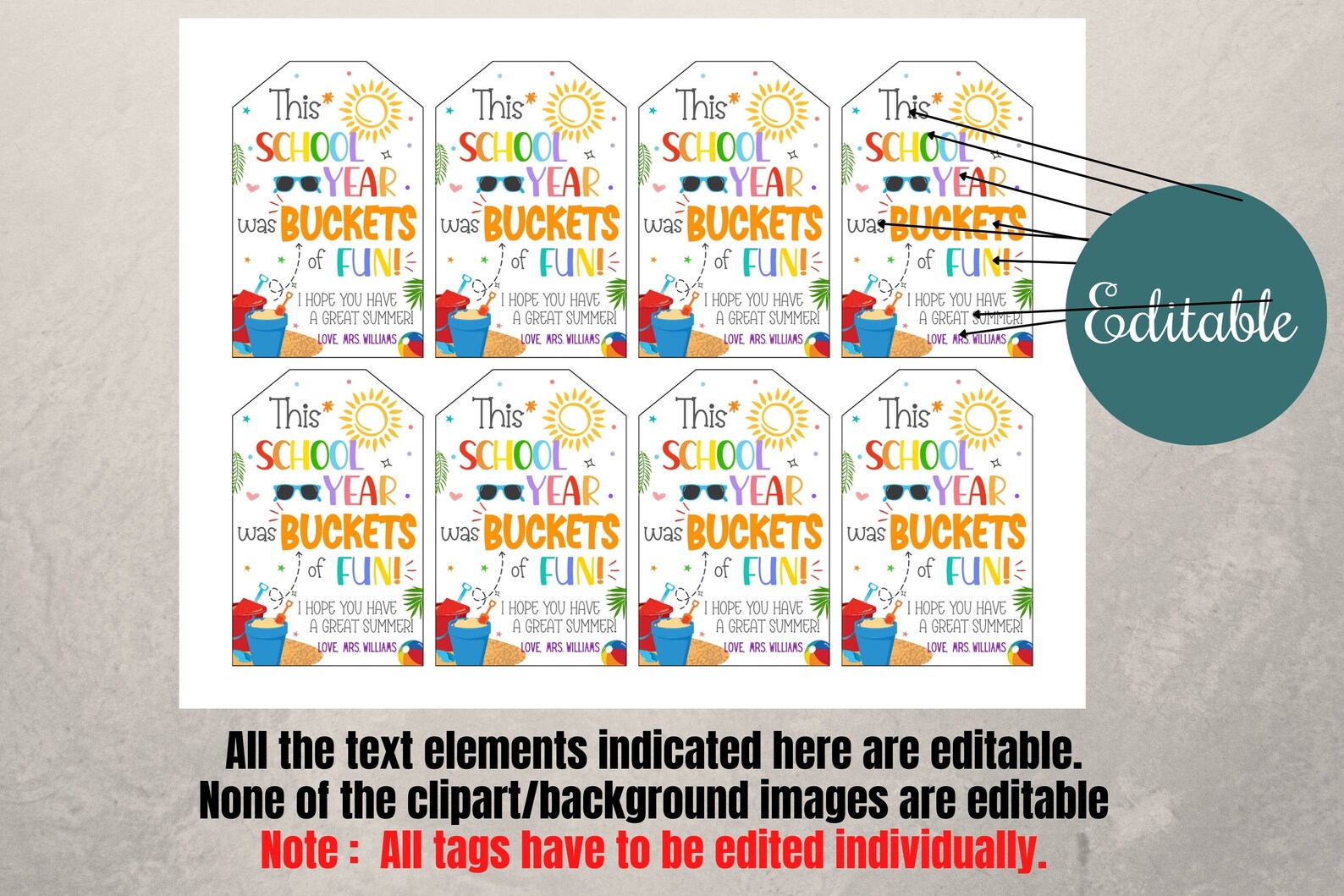 Buckets of Fun Gift Tags, End of Year Gift Tags for Class, School Year ...