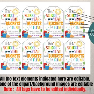 Buckets of Fun Gift Tags, End of Year Gift Tags for Class, School Year ...