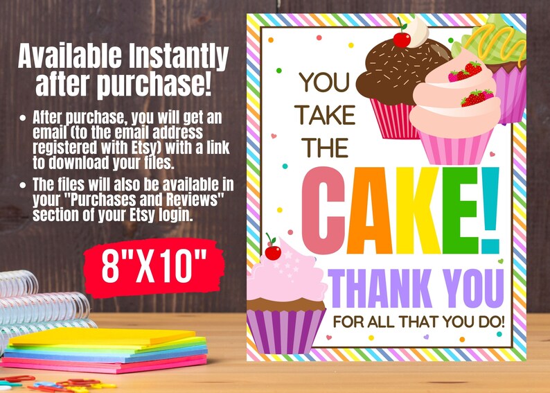 You Take the Cake, Employee Appreciation Table Sign Cupcake Bar Sign ...