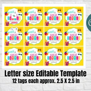 Have a Great Summer Gift Tags,i Will Miss You End of Term Gift Tags for ...