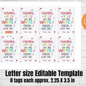 Valentine You Are Just Write Printable Tag for Valentine - Etsy