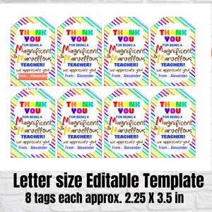 M&M Candy Gift Tags ,thank You for Being Magnificient and Marvellous ...