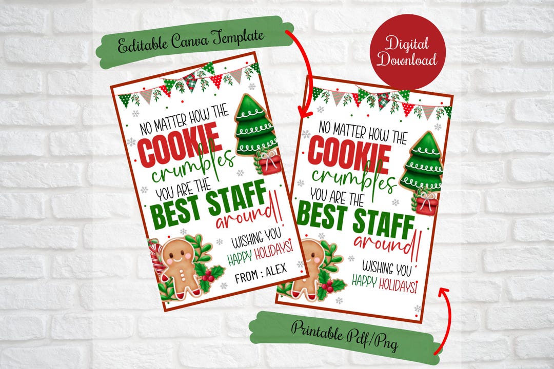 Staff Cookie Christmas Gift Tags, Teacher Employee Christmas Cookie ...