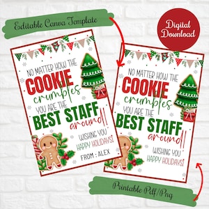 Staff Cookie Christmas Gift Tags, Teacher Employee Christmas Cookie ...