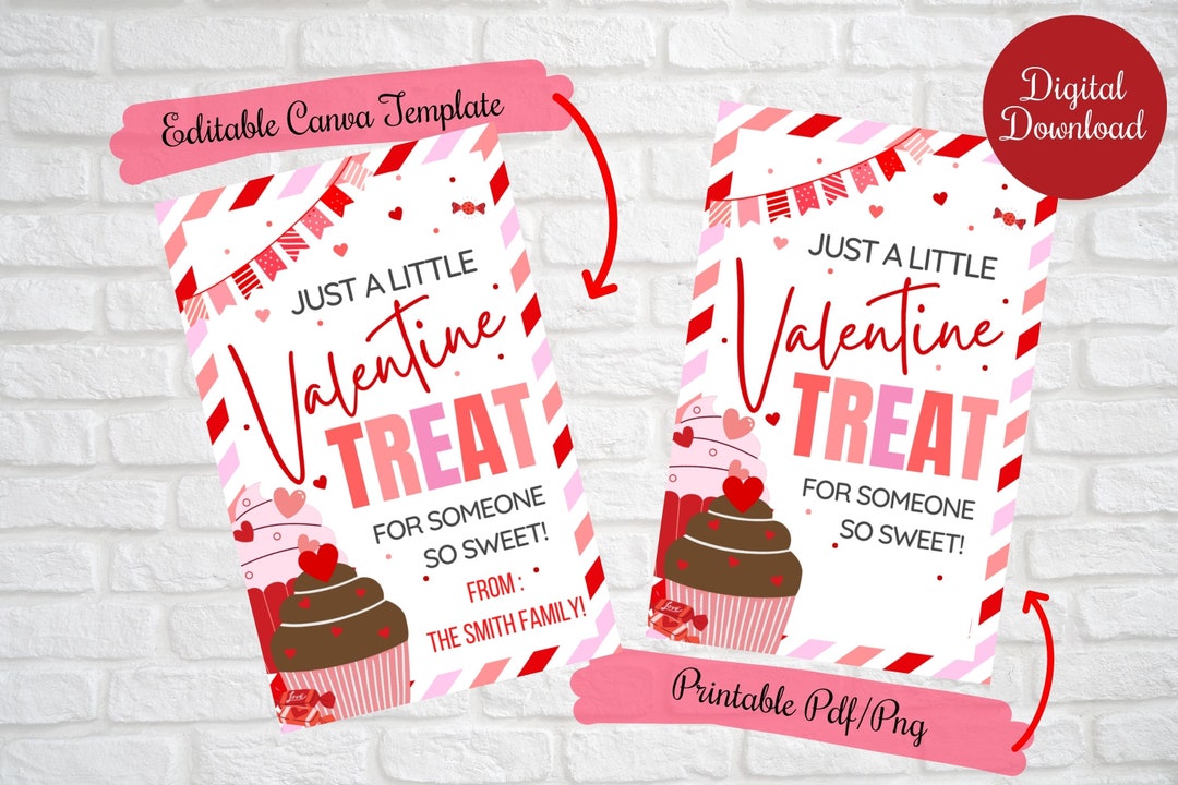 Valentine Sweet Treat, Candy Gift Tags,just a Little Valentine Treat ...