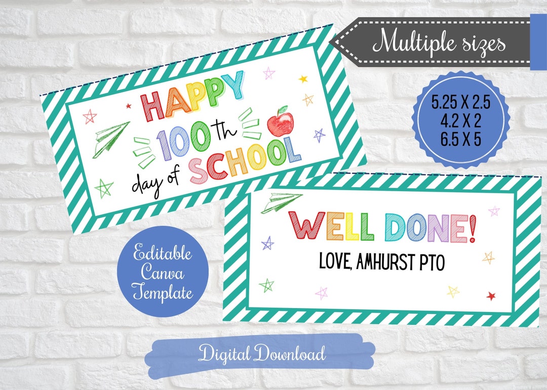 Happy 100th Day of School Treat Bag Toppers for Students, 100 Days of ...