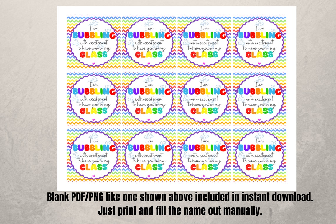 First Day of School Bubbles Gift Tags I Am Bubbling With - Etsy