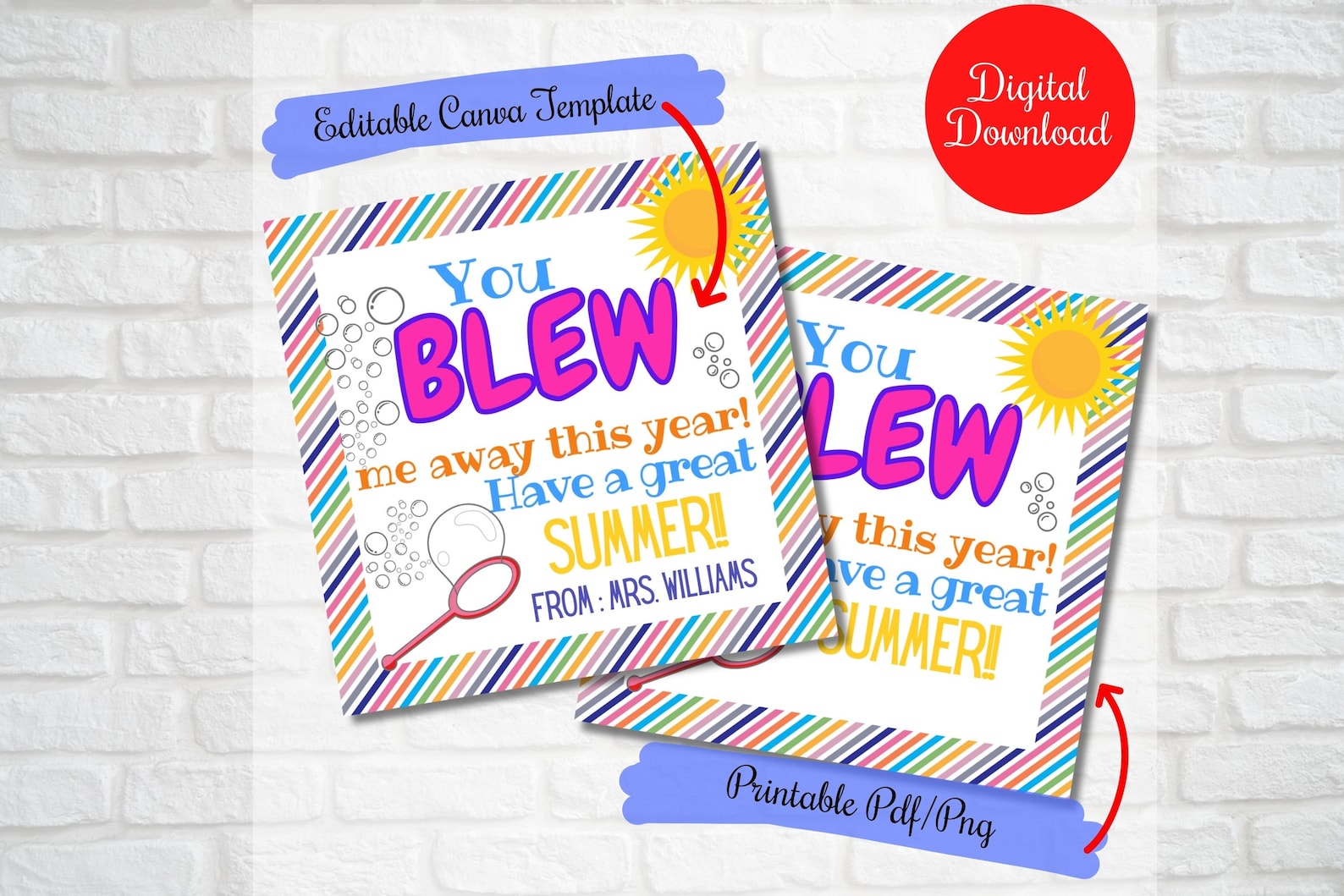 End of Term Class Bubbles Gift Tags, You Blew Me Away This Year ...
