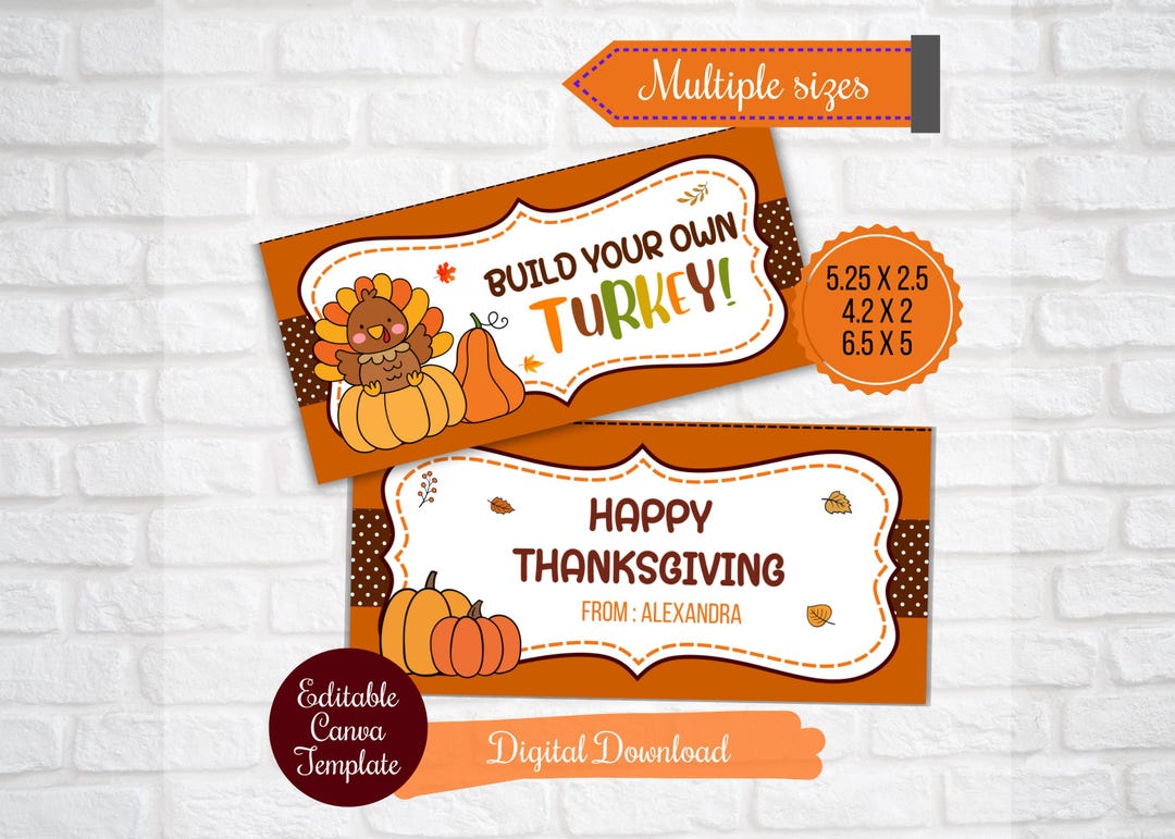 Build Your Own Turkey Kit Treat Bag Topper,thanksgiving Class School ...