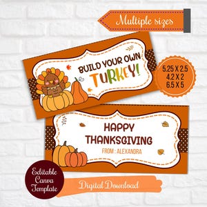 Build Your Own Turkey Kit Treat Bag Topper,thanksgiving Class School ...