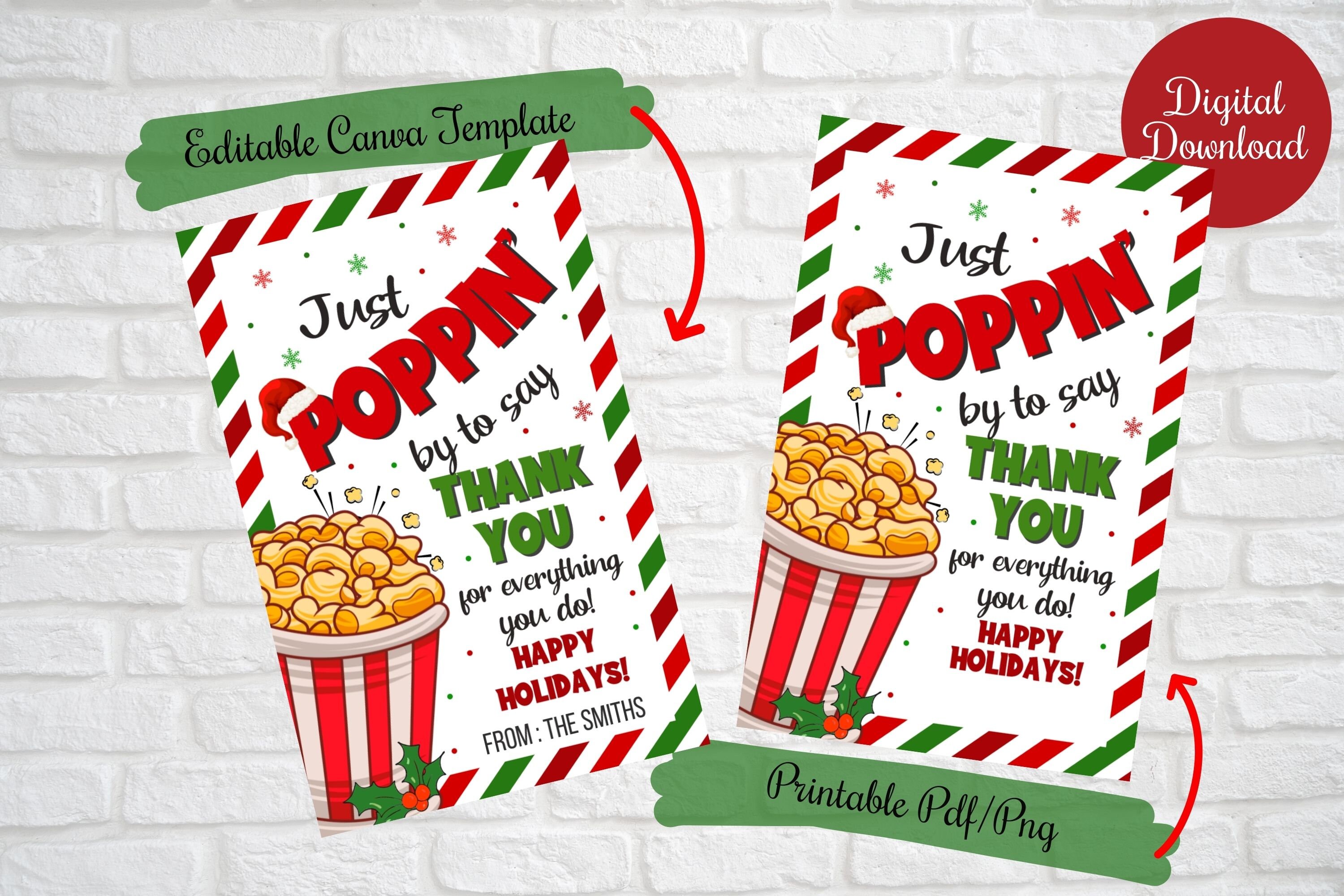 Just Poppin by to Say Thank You christmas Gift Tags for | Etsy