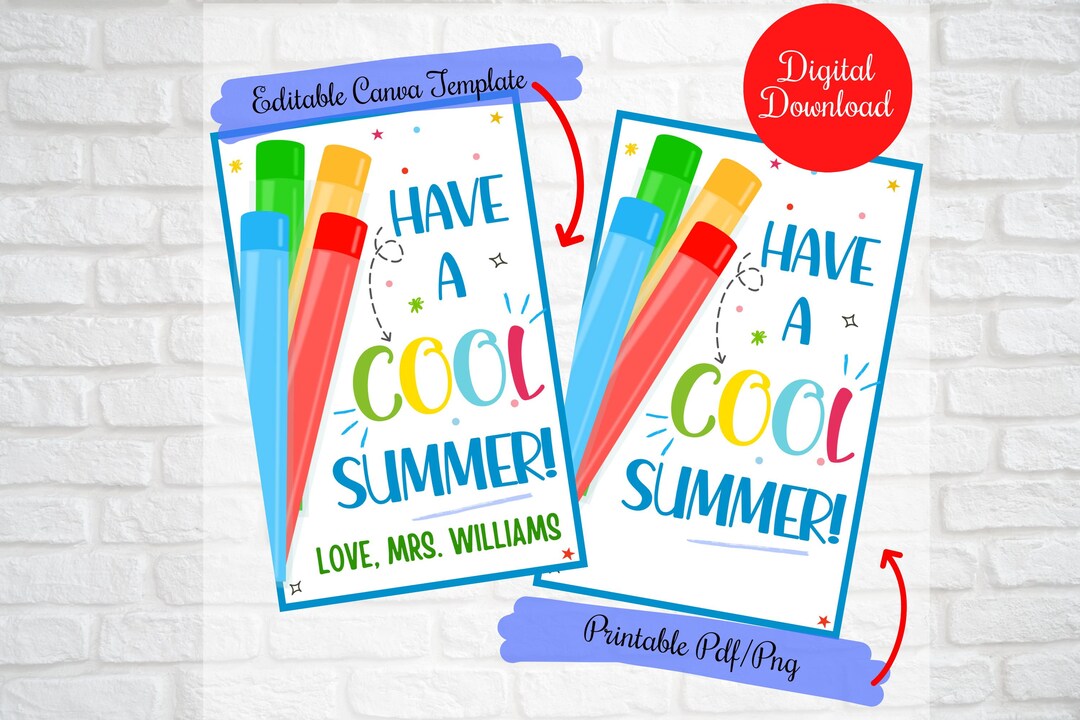 Have a Cool Summer Freezer Pop Gift Tag, Class School End of Year Gift ...