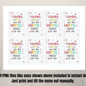 Valentine You Are Just Write Printable Tag for Valentine Pencil, Pen ...