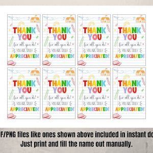Teacher Appreciation Gift Tags, Thank You for All You Do,thank You Gift ...