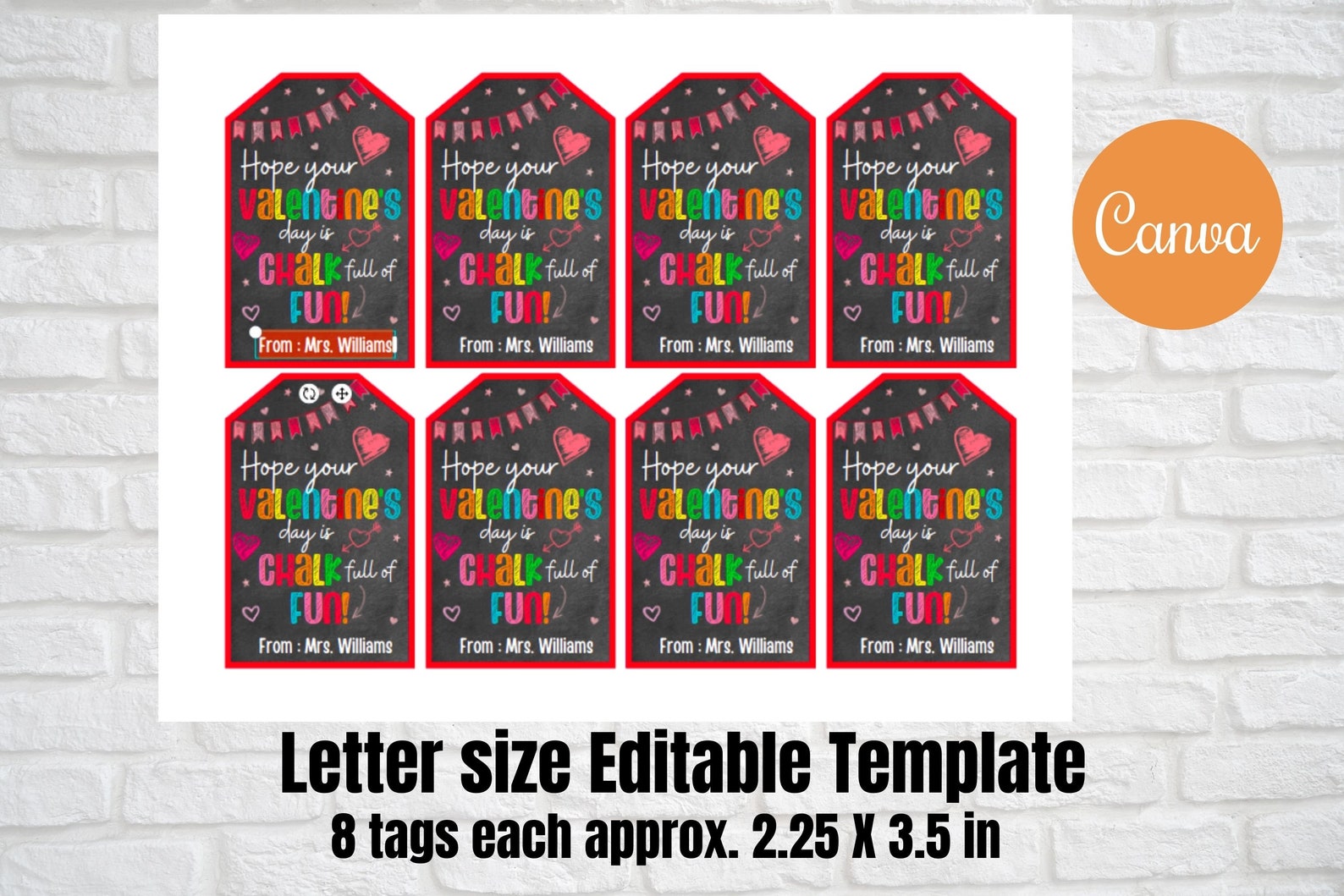 Printable Class Valentine Gift Tags for Chalk Hope You | Etsy