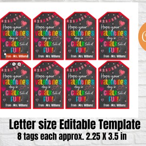 Printable Class Valentine Gift Tags for Chalk Hope You | Etsy