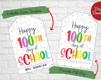 Happy 100th Day of School Gift Tags for Students Teachers | Etsy
